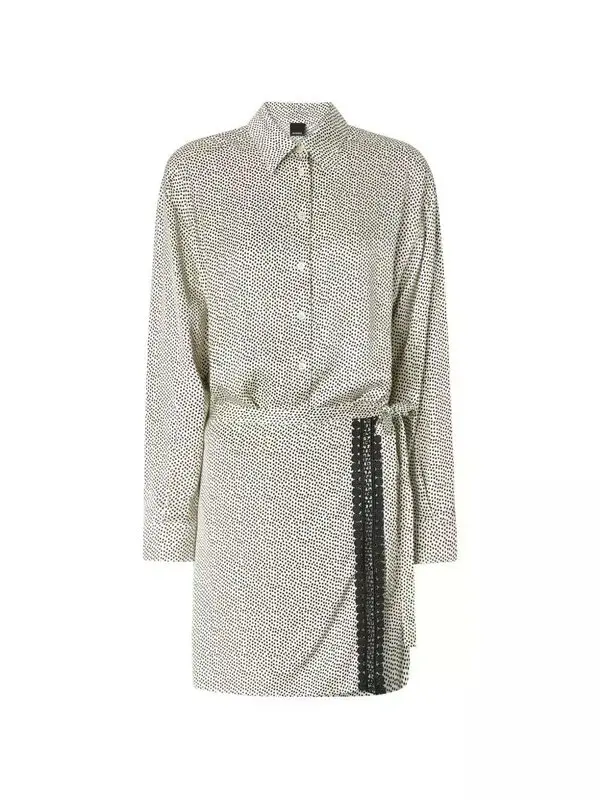 Pinko Polka-dot Lace Trim Shirt Dress - Neutrals