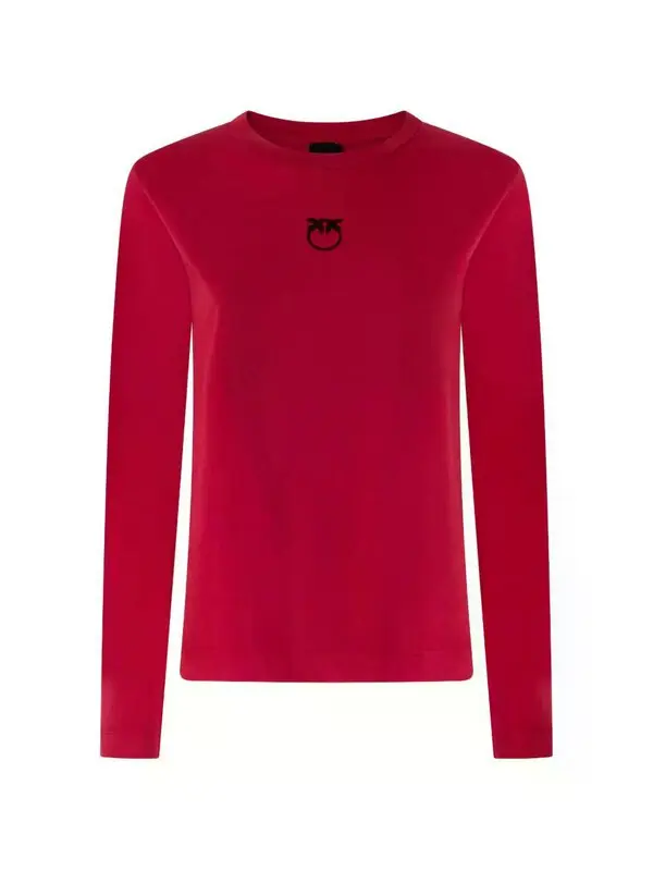 Pinko Logo-embroidered Long-sleeve T-shirt - Red
