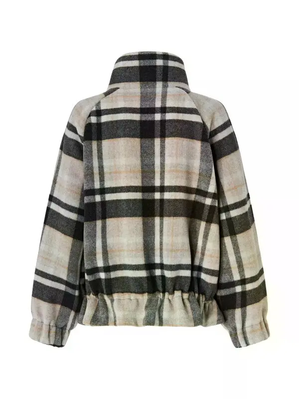 Pinko Check-pattern Elasticated-hem Jacket - Neutrals