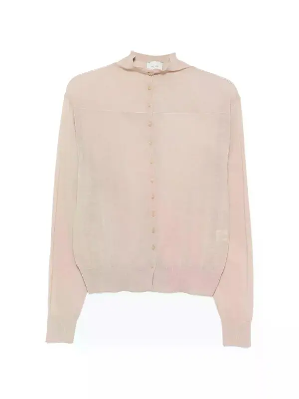 ALYSI Button-up Mock-neck Cardigan - Neutrals
