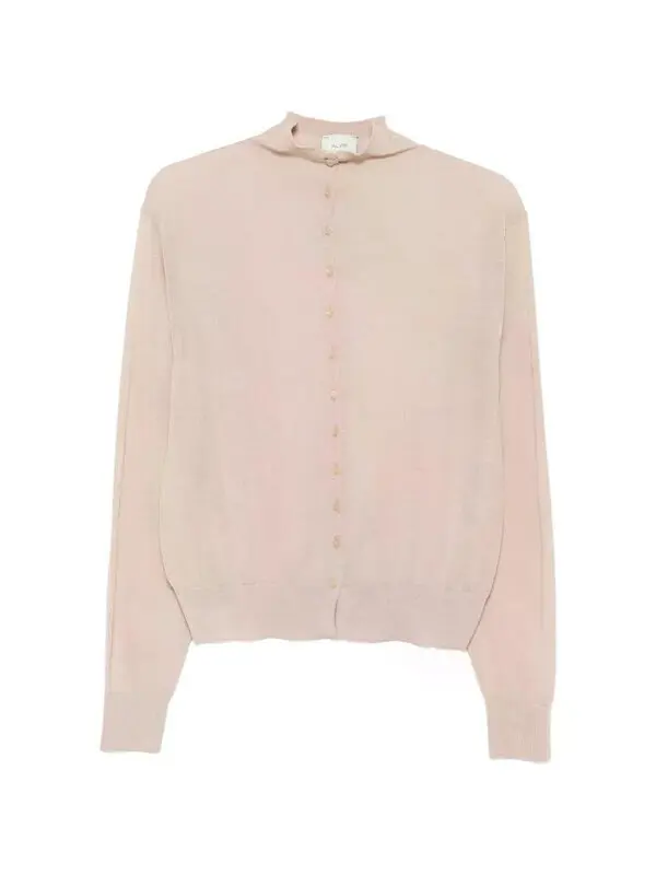 ALYSI Button-up Mock-neck Cardigan - Neutrals