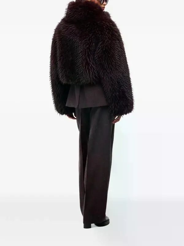 Pinko Cropped Faux Fur Jacket - Brown