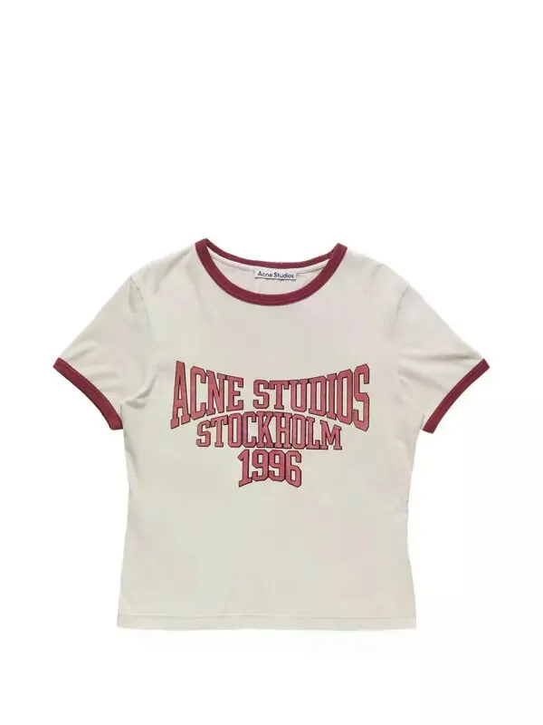 Acne Studios Logo-print Ringer T-shirt - Neutrals