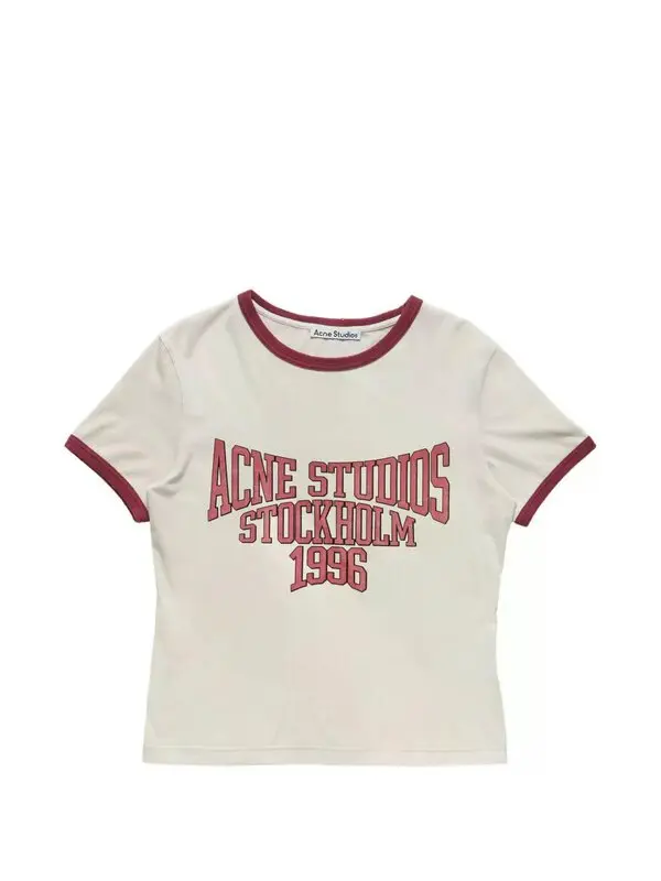 Acne Studios Logo-print Ringer T-shirt - Neutrals