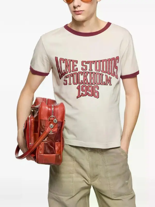 Acne Studios Logo-print Ringer T-shirt - Neutrals