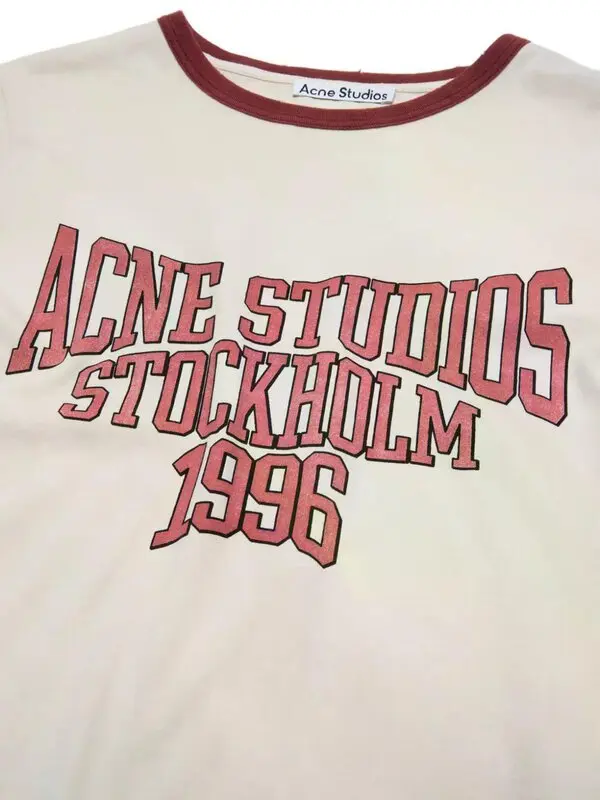 Acne Studios Logo-print Ringer T-shirt - Neutrals