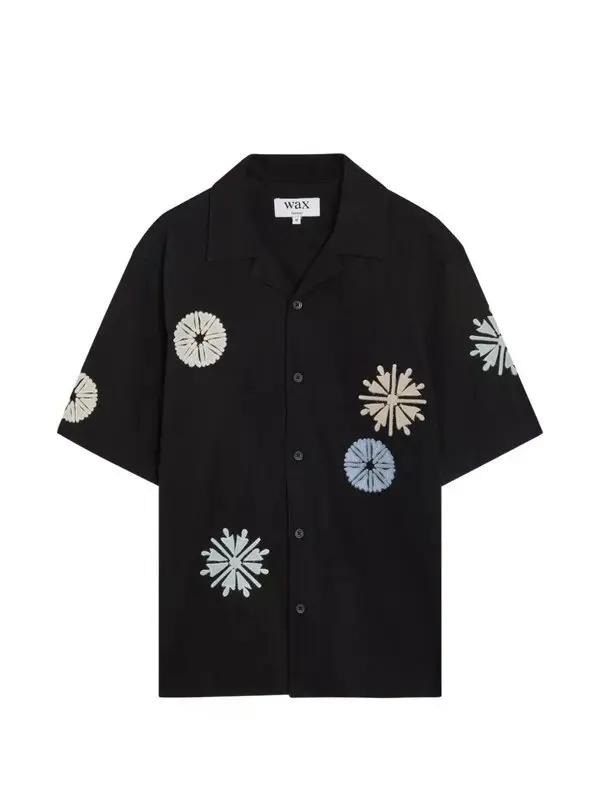 WAX LONDON Didcot Embroidered Short-sleeve Shirt - Black