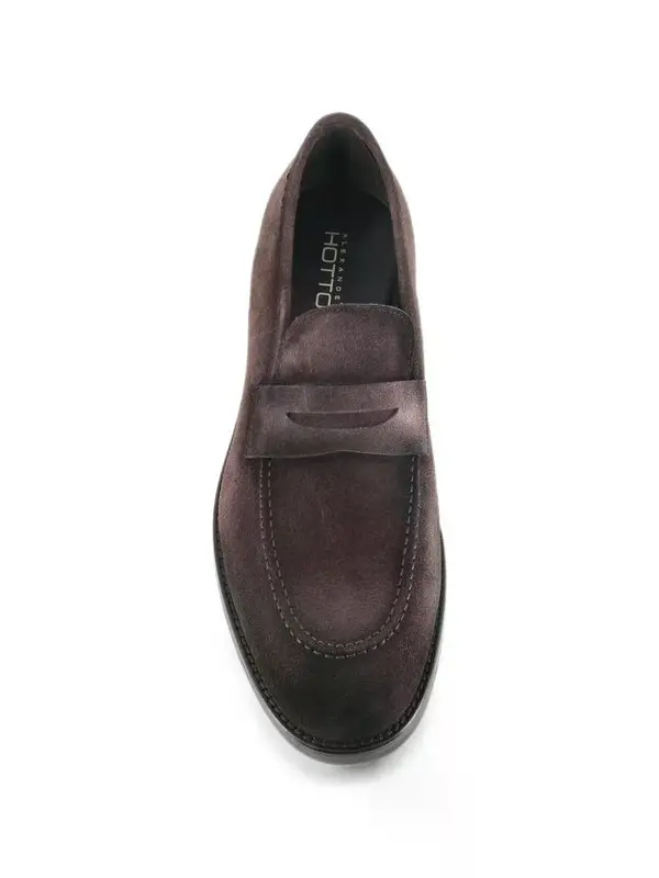 ALEXANDER HOTTO Suede Penny Loafers - Brown