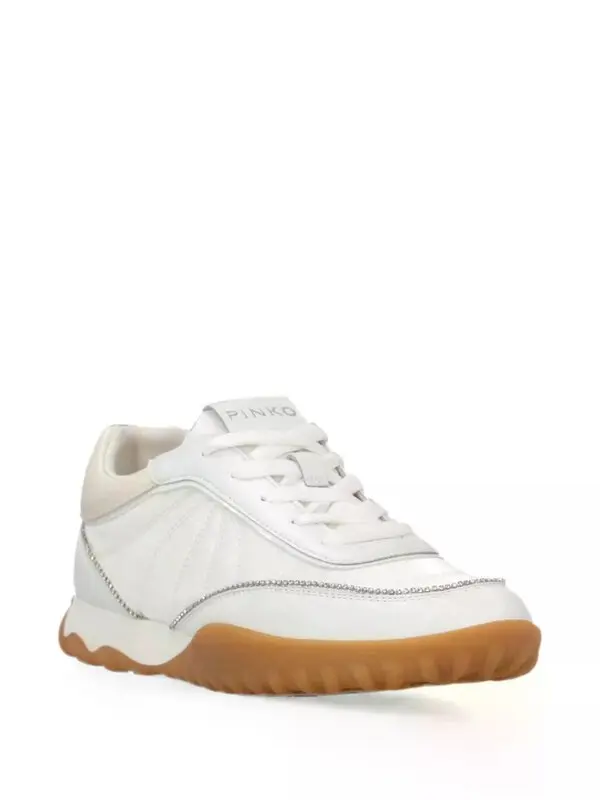 Pinko Crystal-embellished Leather Sneakers