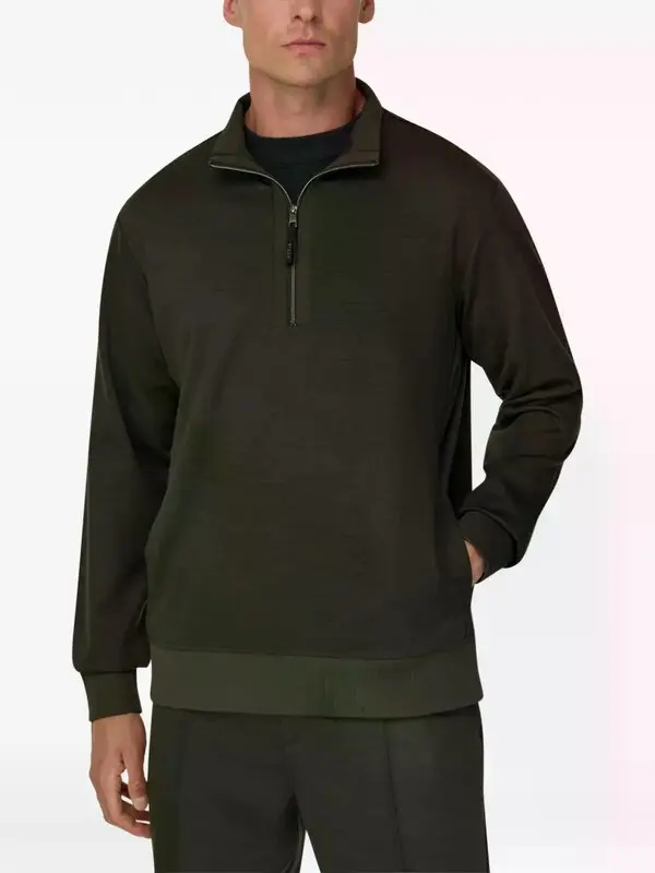 Boggi Milano Quarter-zip Sweatshirt In Wool Blend Wooltech