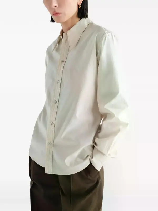 LEMAIRE Pointed Collar Shirt In Washed Cotton Silk - Neutrals