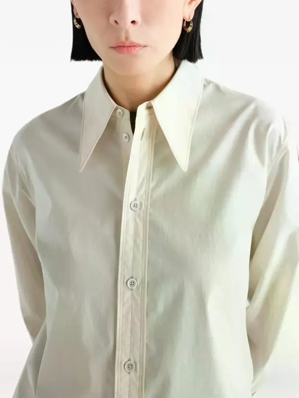 LEMAIRE Pointed Collar Shirt In Washed Cotton Silk - Neutrals