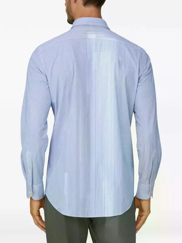 Boggi Milano Shirt Striped Stretch Nylon B Tech Slim Fit - Blue