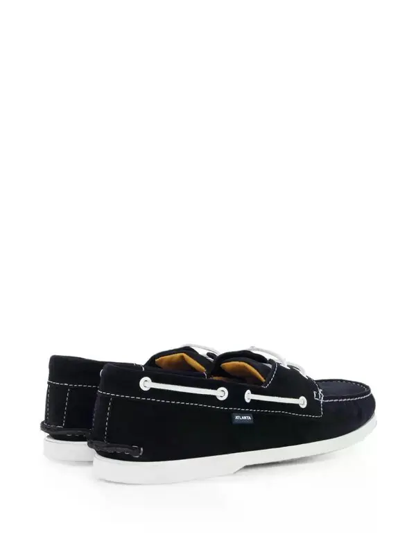 ATALANTA WELLER Contrast-stitch Suede Boat Shoes - Blue