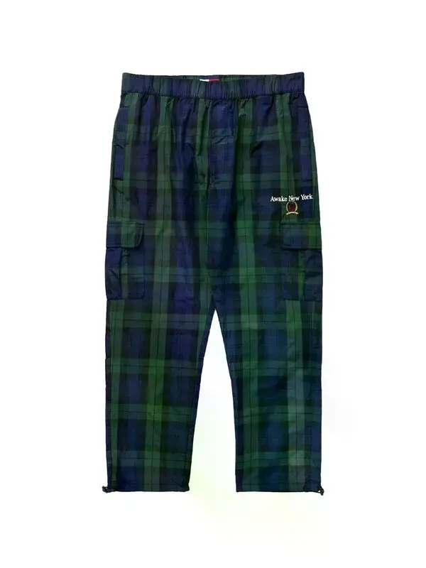 AWAKE NY Check-pattern Cargo Track Pants - Blue