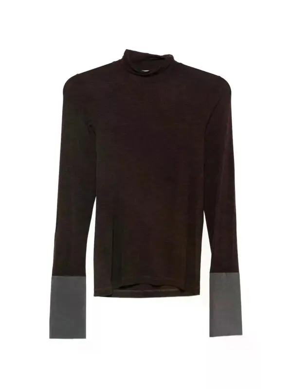 ALYSI Contrast-cuff High-neck Sweater