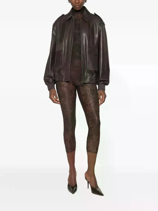 Andamane Ziggy Lace-pattern High-neck Bodysuit - Brown