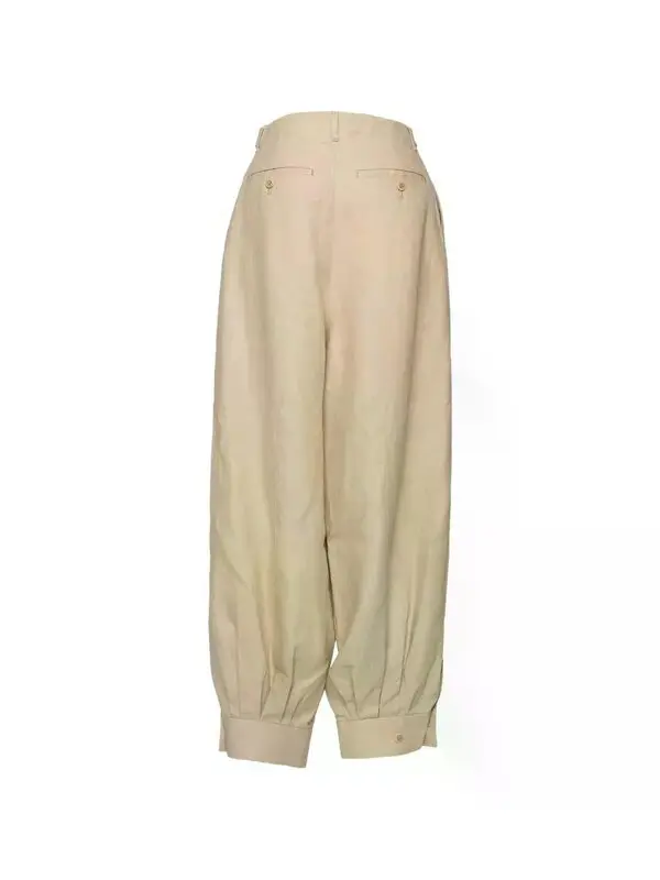 MULLER OF YOSHIOKUBO Beige Linen Drawstring Wide-leg Trousers