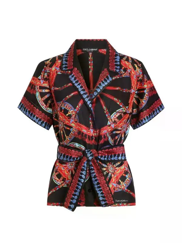 Dolce & Gabbana Carretto-print Silk Twill Vanity Shirt - Black
