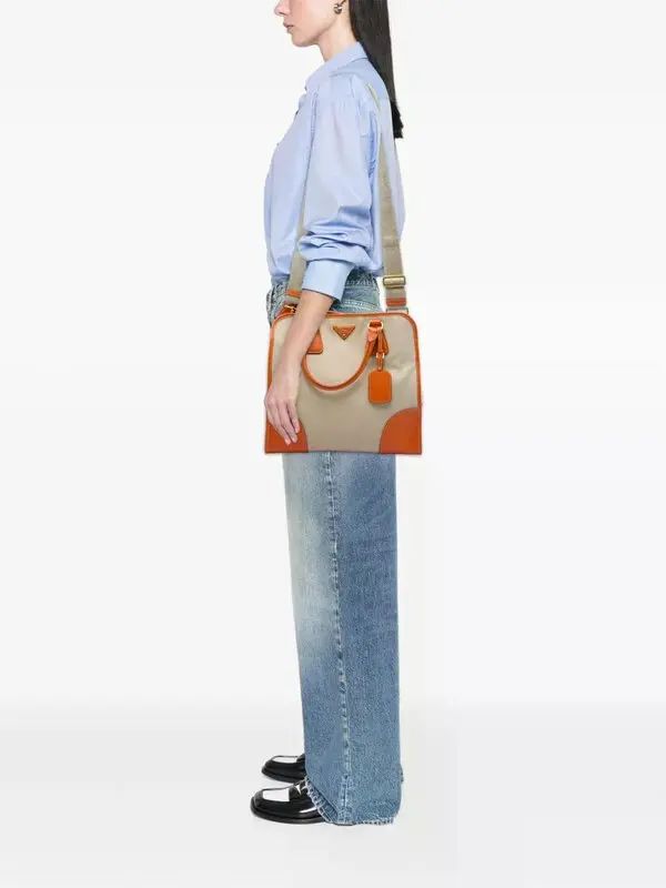 Prada Saffiano Trimmed Canvas Canapa Satchel