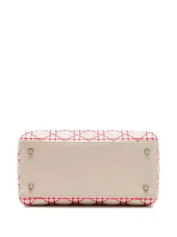 Dior 2012 Medium Lambskin Cannage Stitched Lady Satchel - Neutrals