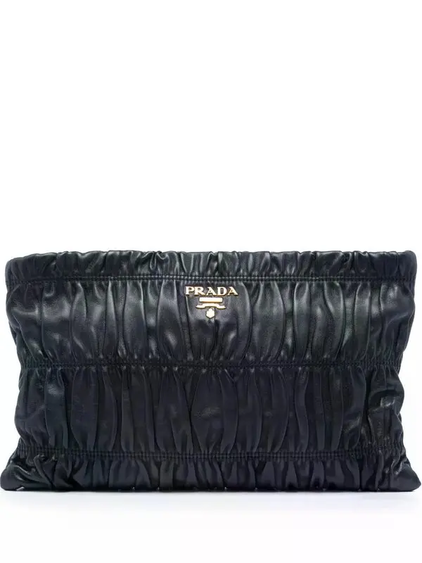 Prada 2010-2026 Nappa Gaufre Clutch Bag - Black