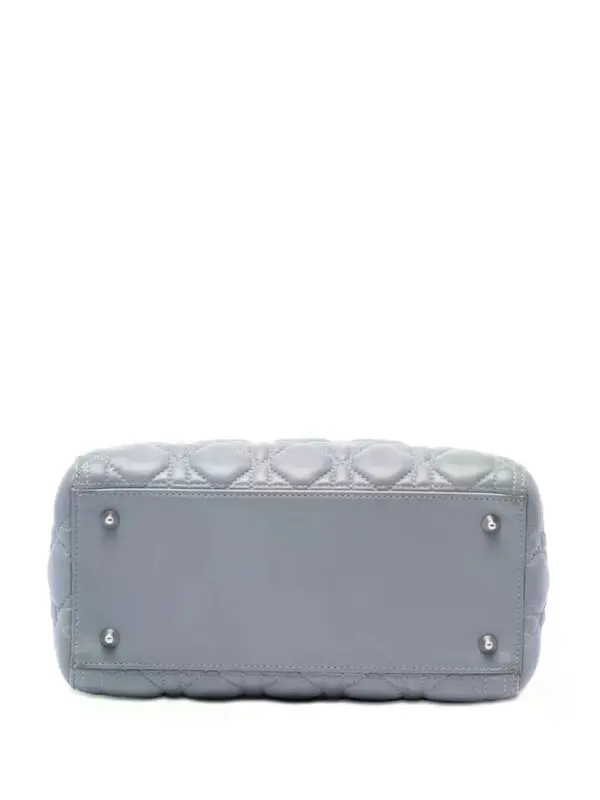Dior 2015 Medium Metallic Lambskin Cannage Lady Satchel - Grey