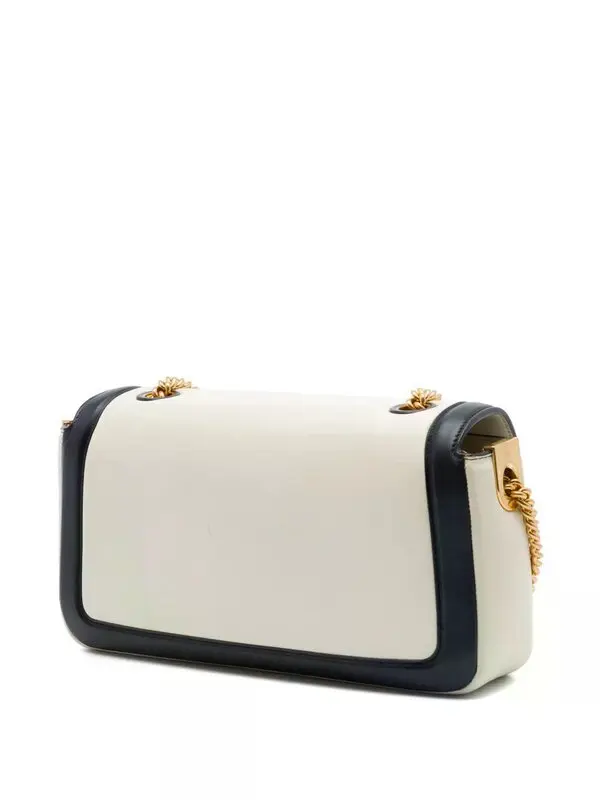 Fendi Bicolor Leather Chain Midi Baguette Shoulder Bag