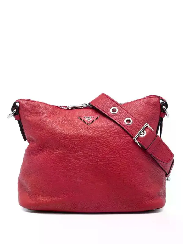 Prada 2010-2026 Vitello Daino Shoulder Bag - Red