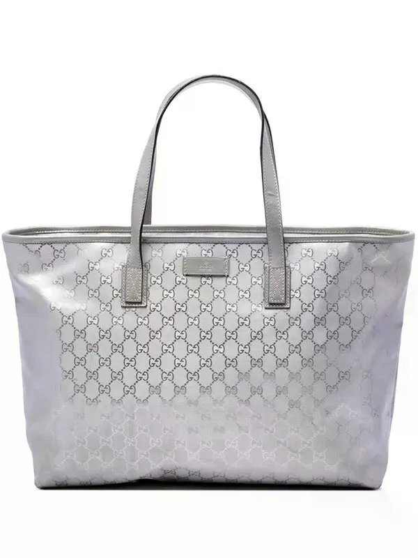 Gucci Large Gg Imprimé Tote Bag - Silver