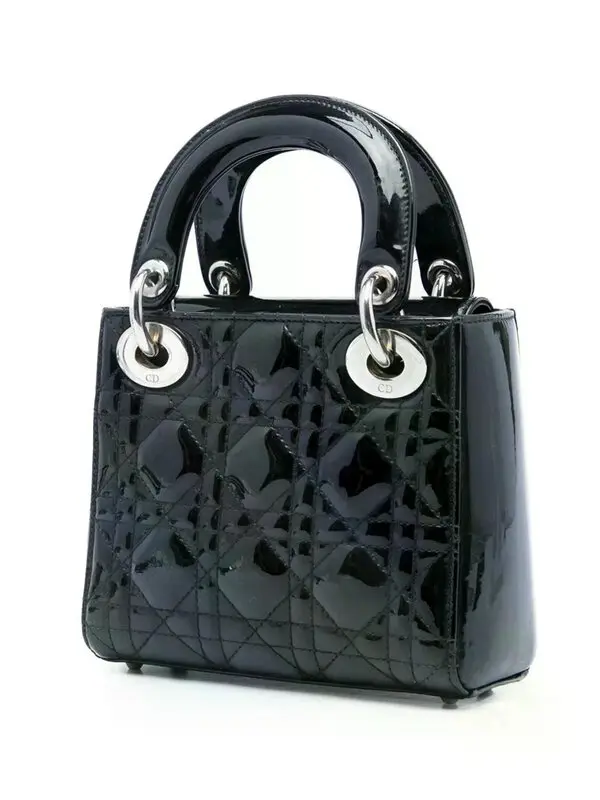 Dior 2016 Mini Patent Cannage Lady Satchel - Black