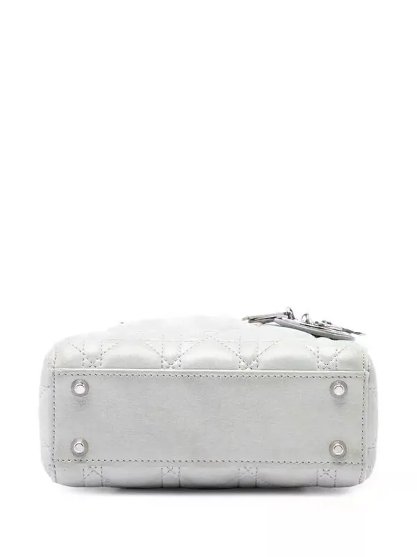 Dior 2015 Mini Iridescent Lambskin Cannage Lady Satchel - Silver