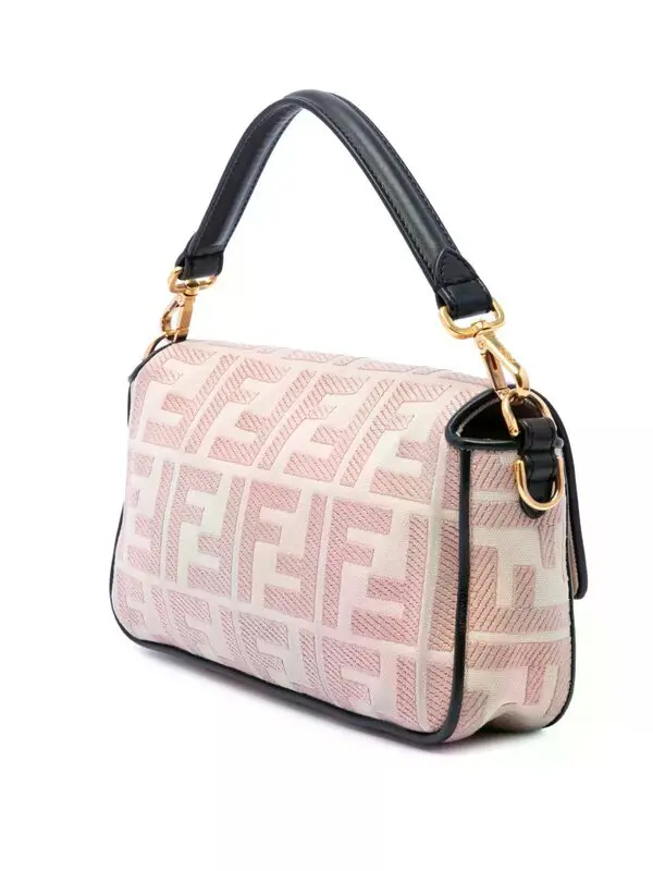 Fendi 2010-2026 Zucca Embroidered Canvas Baguette Satchel - Pink