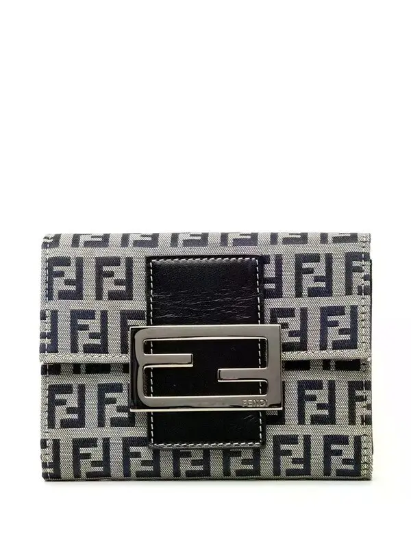 Fendi 2000-2010 Zucchino Canvas Trifold Wallet Small Wallets - Grey