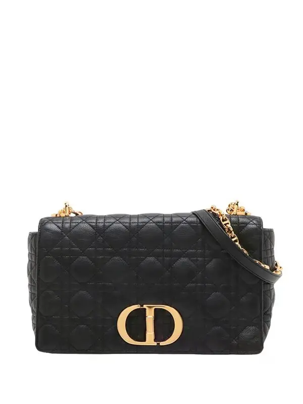 Dior 2000-2026 Medium Cannage Caro Shoulder Bag - Black