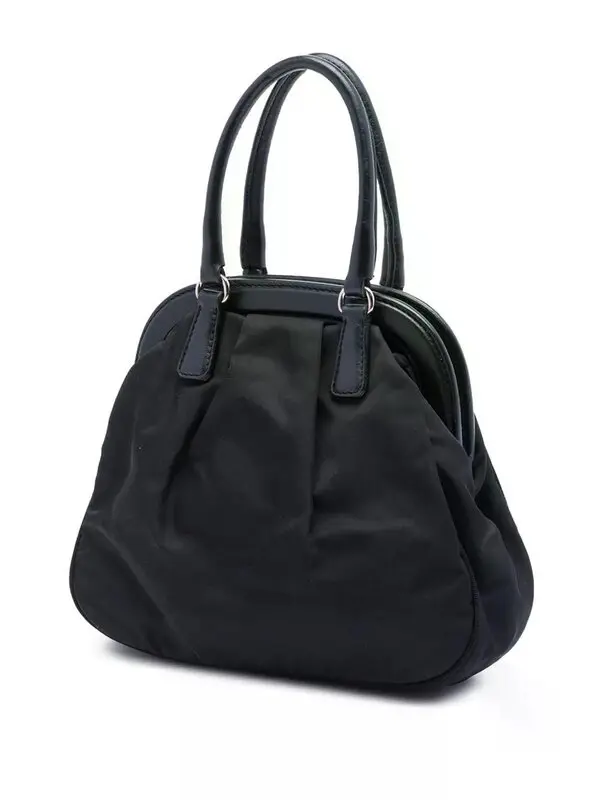 Prada 2000-2013 Beaded Tessuto Evening Bear Frame Handbag Shoulder Bag