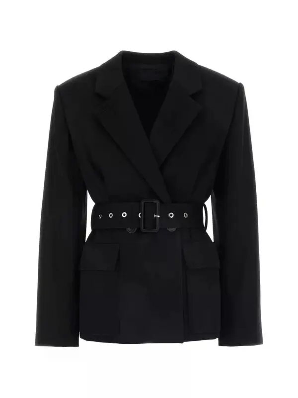 LANVIN Belted Long-sleeve Blazer - Black