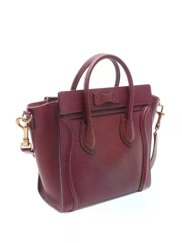 Celine Leather Luggage Nano Satchel - Red