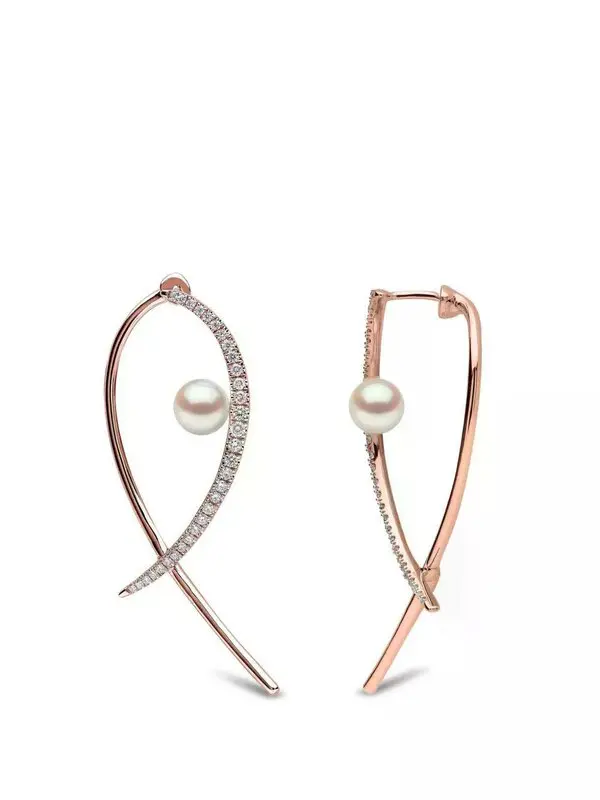 Yoko London 18k Rose Gold Pearl And Diamond Earrings