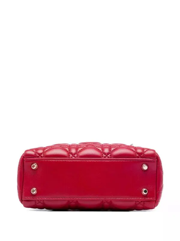 Dior 2017 Mini Lambskin Cannage Lady Satchel - Red