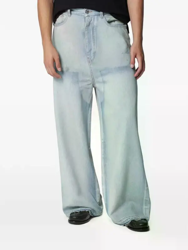 Amiri Distressed Wide Leg Jeans - Blue
