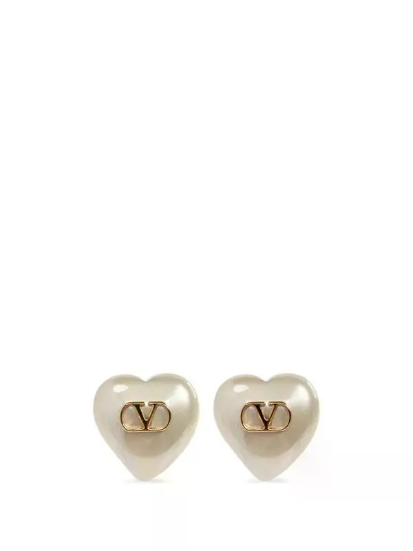 Valentino Garavani Vlogo Heart Earrings - White