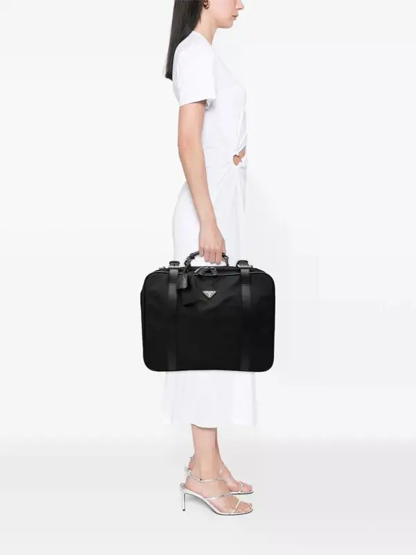 Prada Saffiano Trimmed Tessuto Suitcase Bag