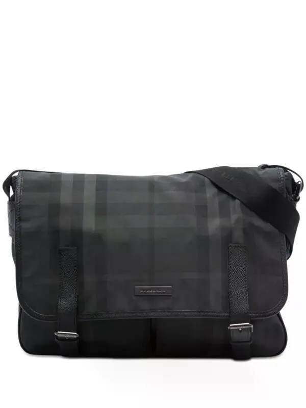 Burberry 2000-2017 Smoke Check Nylon Messenger Bag Crossbody Bag - Grey