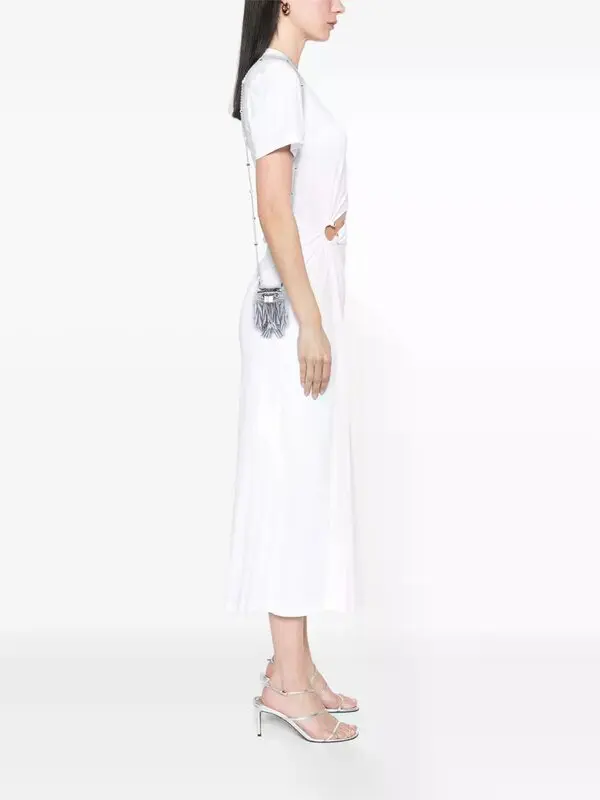 Miu Miu 2010-2026 Mini Metallic Matelasse Nappa Crystal Chain Bucket Bag - Silver
