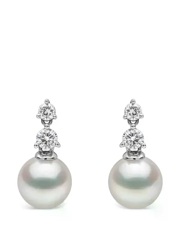 Yoko London Akoya Pearl And Diamond Earrings - Silver