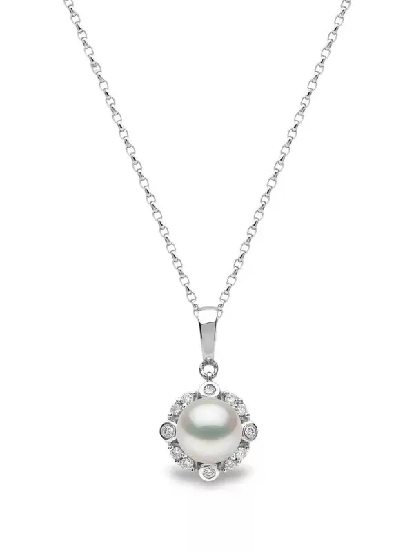 Yoko London Freshwater Pearl And Diamond Necklace - Silver