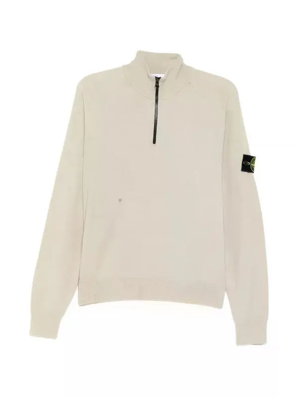 Stone Island Compass-patch Half-zip Sweater - Neutrals