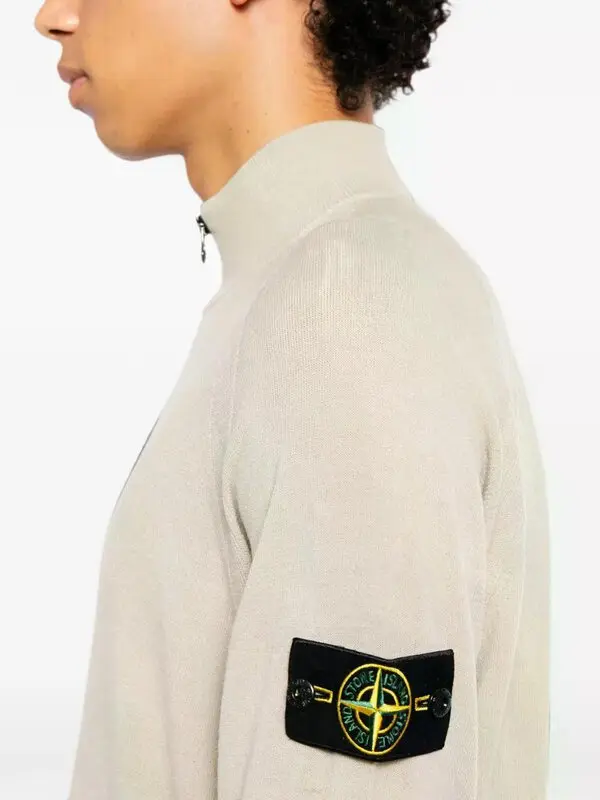 Stone Island Compass-patch Half-zip Sweater