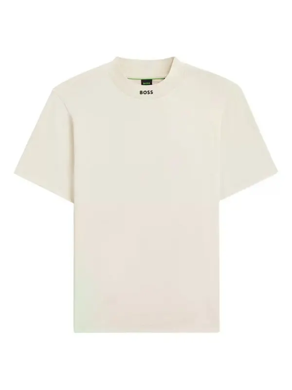 BOSS Mock-neck Cotton T-shirt - Neutrals